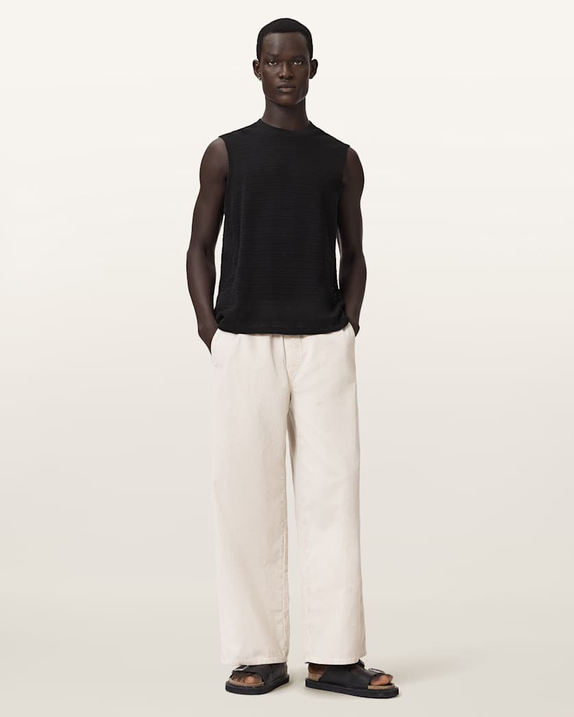Cove Sleeveless Crew Neck Cotton T-Shirt Jet Black | ALLSAINTS